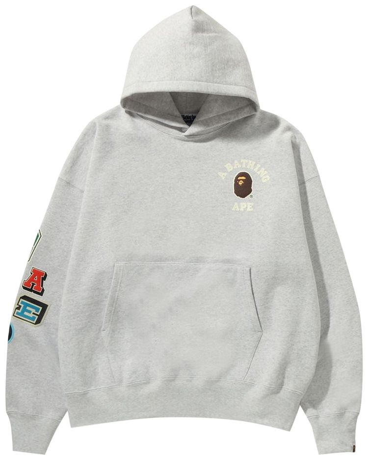 Buy BAPE Multi Fonts Loose Fit Pullover Hoodie 'Grey' - 1I30 114 001 ...