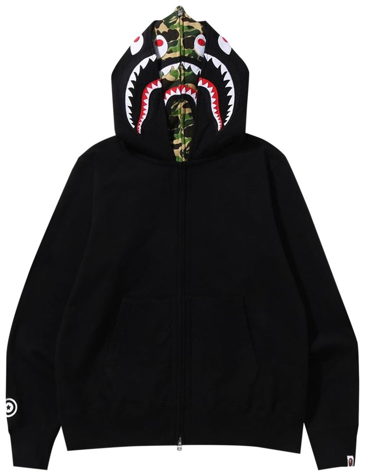 Buy BAPE ABC Camo Shark Wide Fit Full Zip Double Hoodie 'Black' - 1I30 115 016 BLACK | GOAT