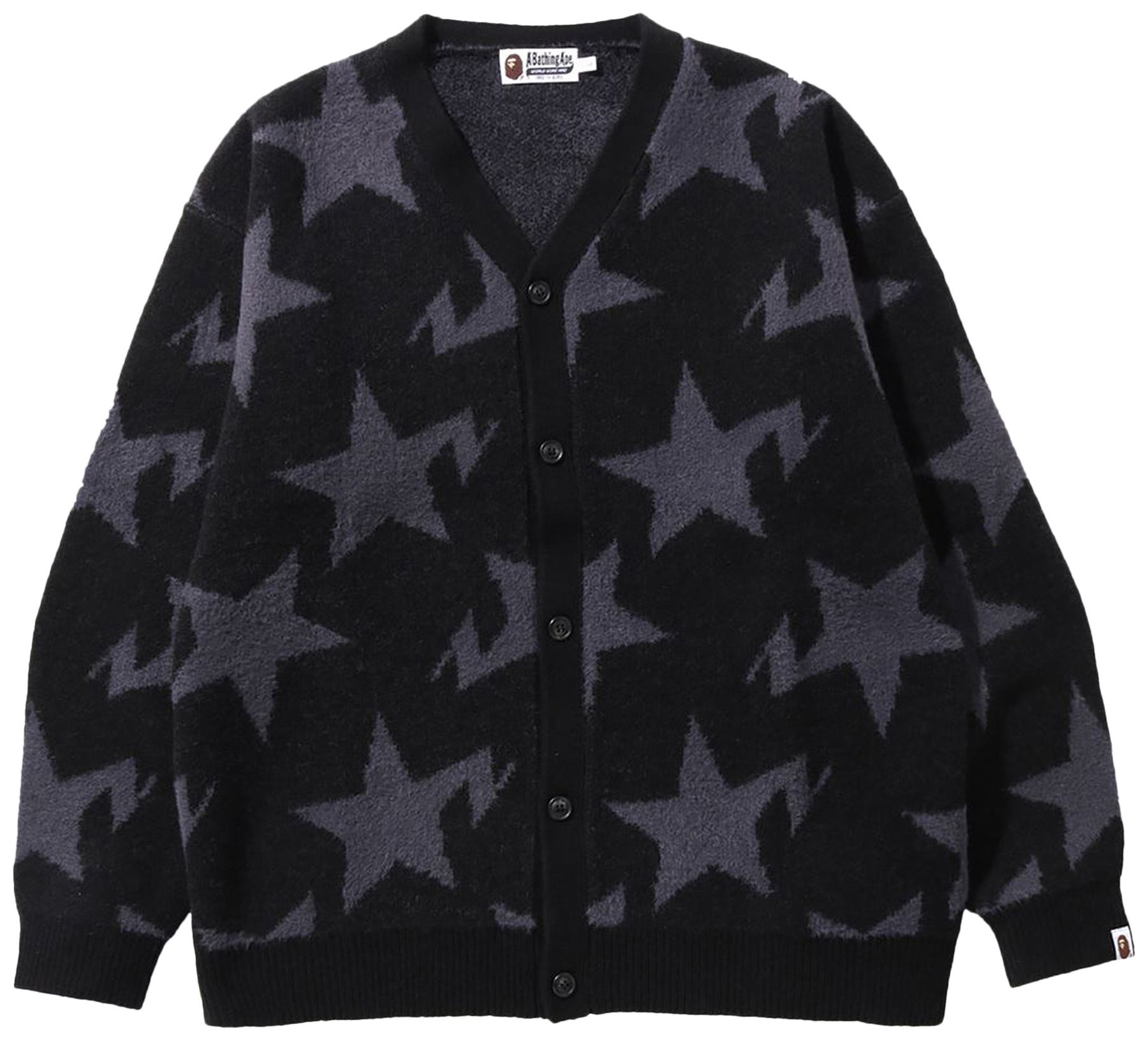 Buy BAPE Sta Pattern Relaxed Fit Knit Cardigan 'Black' - 1I30 120 001 ...