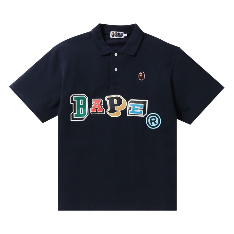 Buy BAPE Multi Fonts Relaxed Fit Polo 'Navy' - 1I30 112 001 NAVY | GOAT