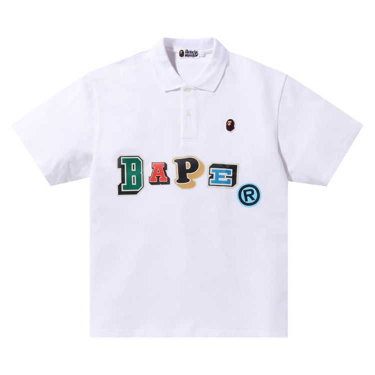 Buy BAPE Multi Fonts Relaxed Fit Polo 'White' - 1I30 112 001 WHITE | GOAT