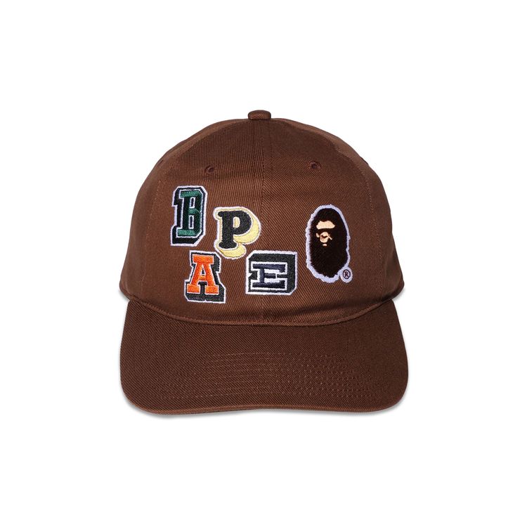 Buy BAPE Multi Fonts Patch Panel Cap 'Brown' - 1I30 180 004 BROWN | GOAT