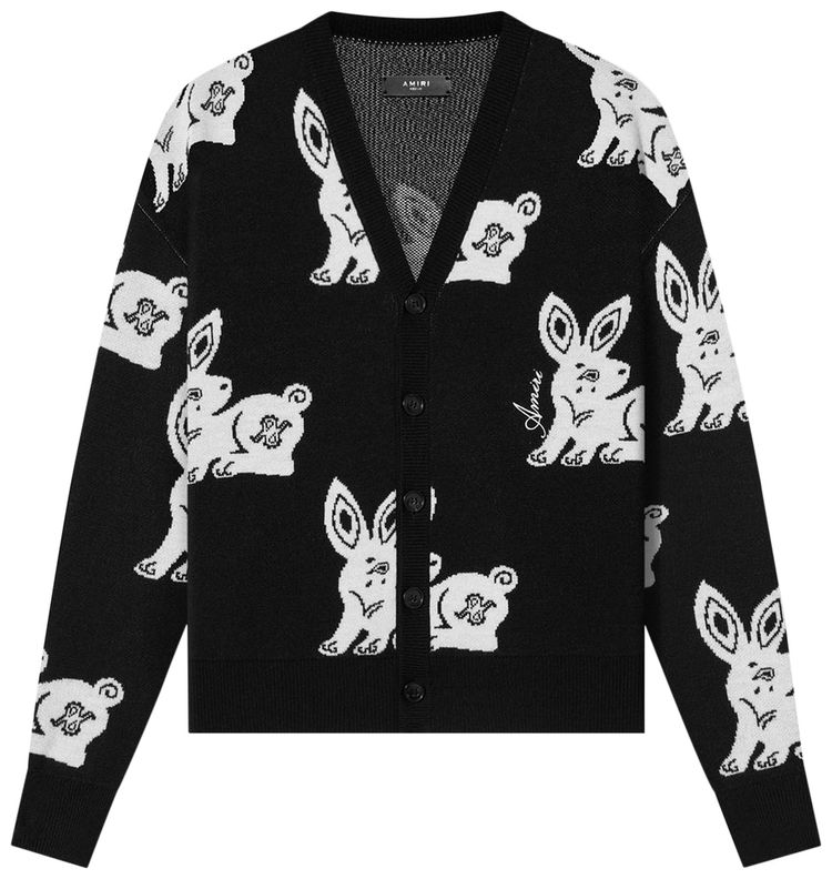 Buy Amiri Rabbit Repeat Cardigan 'Black/White' - PS23MKC005 004 BLAC | GOAT