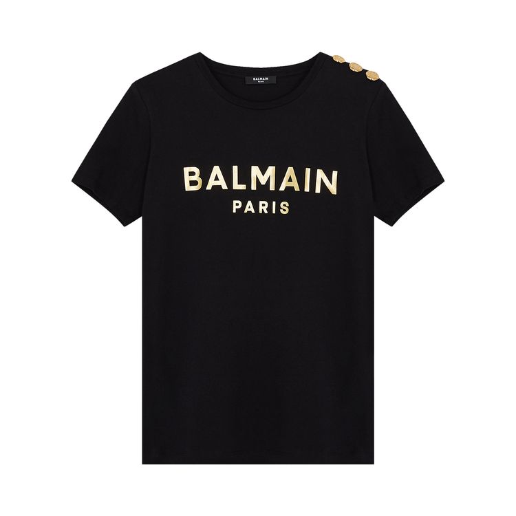 Buy Balmain Logo T-Shirt With Embossed Buttons 'White/Black ...