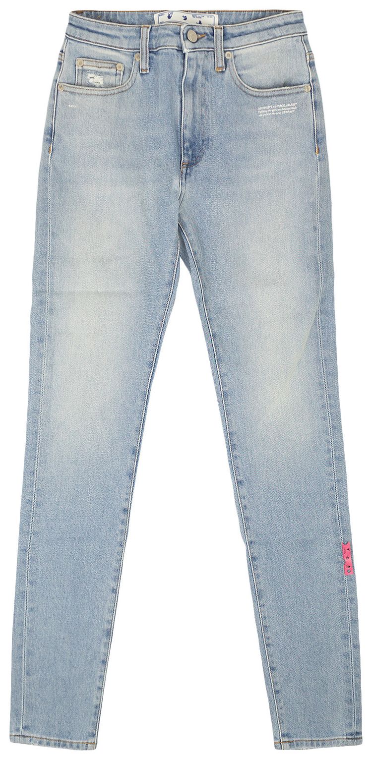 Buy Off-White Washed Skinny Jeans 'Light Blue' - OWYA003R21DEN0014000 ...