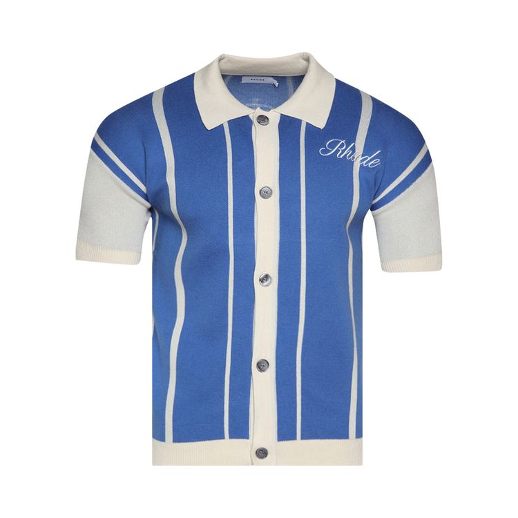 Buy Rhude Striped Knit Cashmere Polo 'Light Blue/Creme ...