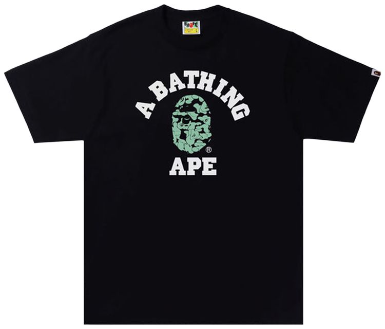 Buy BAPE Text Code Camo College Tee 'Black' - 1I30 110 039 BLACK | GOAT