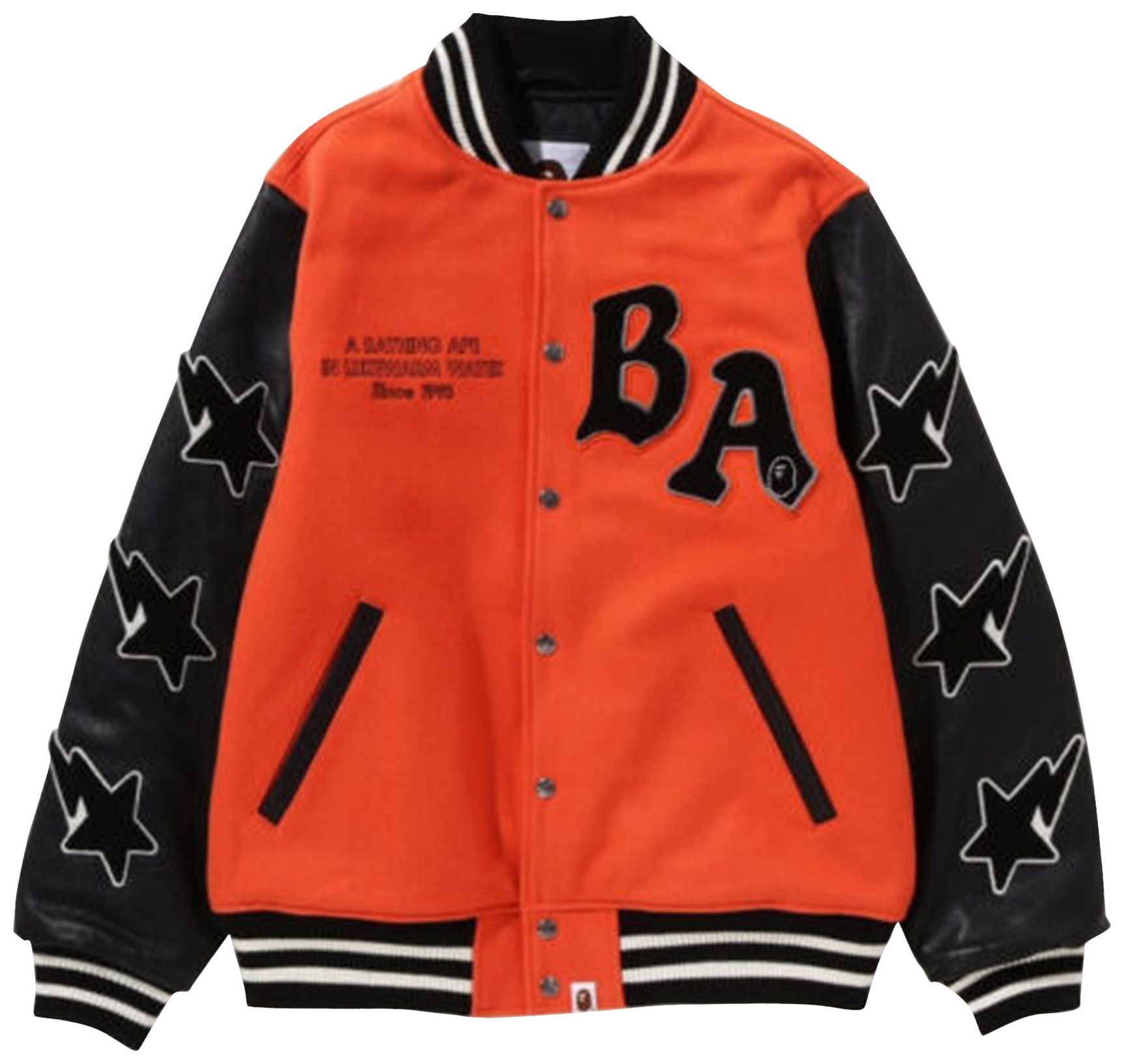 Buy BAPE A Bathing Ape Relaxed Fit Varsity Jacket 'Orange' - 1I80 141 ...