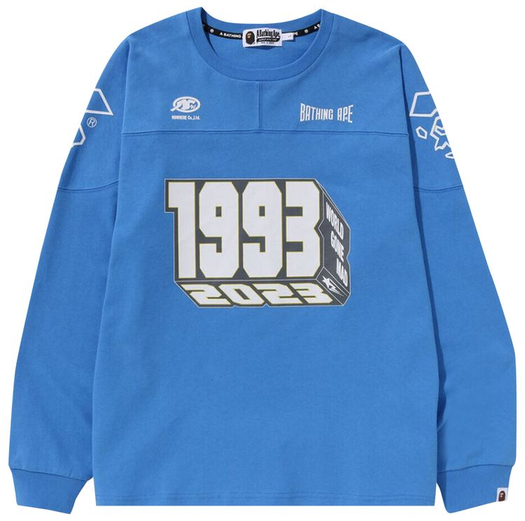 Buy BAPE Football Relaxed Fit Long-Sleeve Tee 'Sax' - 1J30 111 006 SAX ...