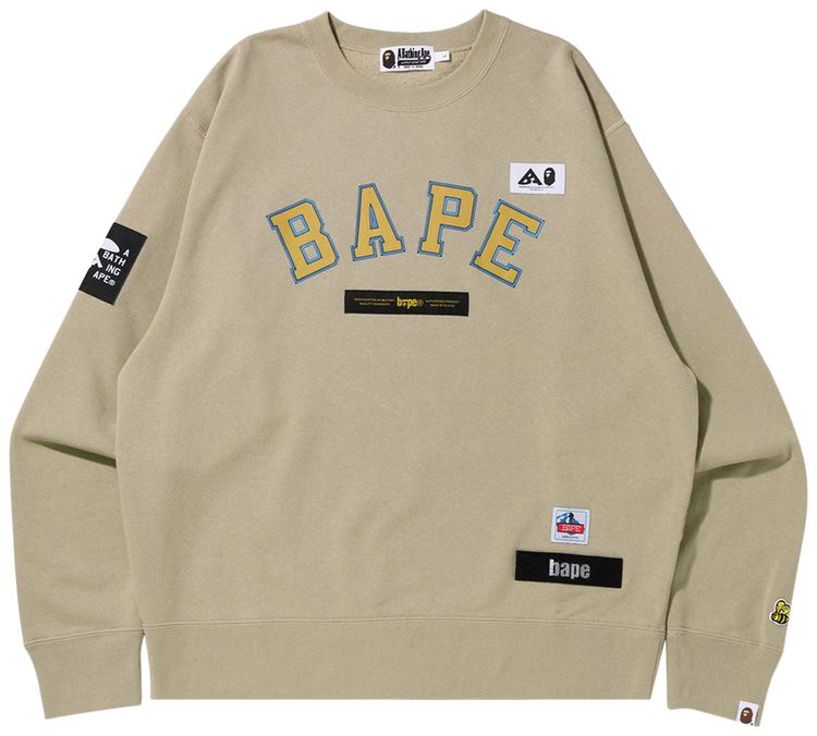 Buy BAPE Multi Label Relaxed Fit Crewneck 'Beige' - 1I80 113 005 BEIGE ...