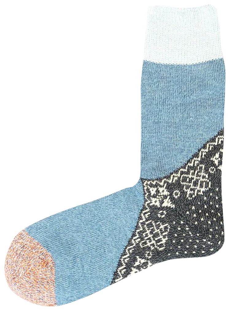 Buy Kapital 96 Yarns Wool Heel Bandana Socks 'Navy' - EK 1265 NAVY | GOAT