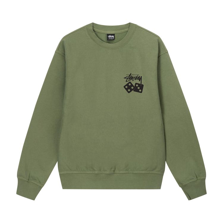 Buy Stussy Dice Pigment Dyed Crew 'Artichoke' - 1914883 ARTI | GOAT