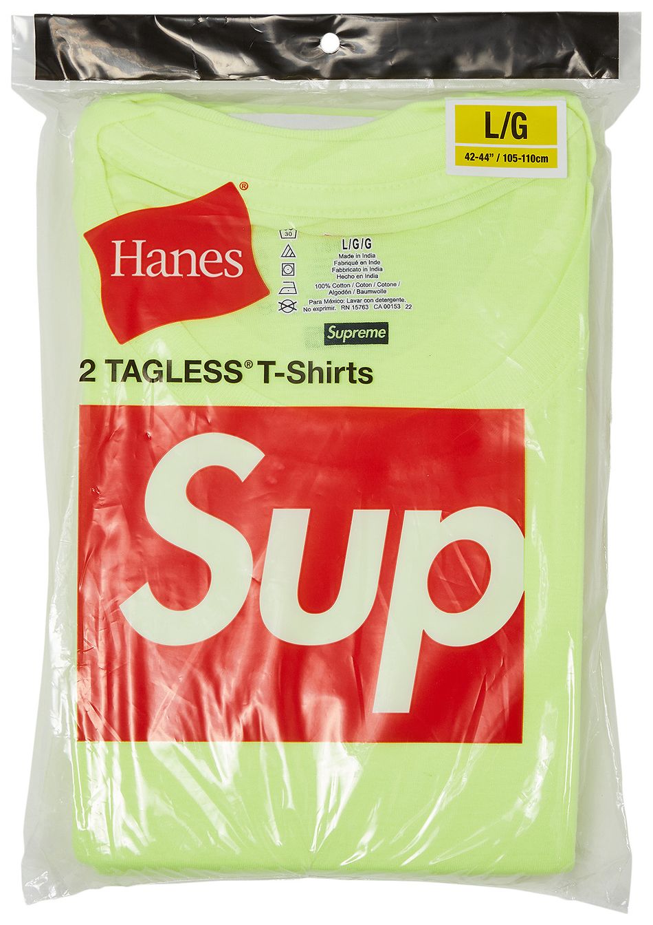 Buy Supreme x Hanes Tagless Tees (2 Pack) 'Fluorescent Yellow ...