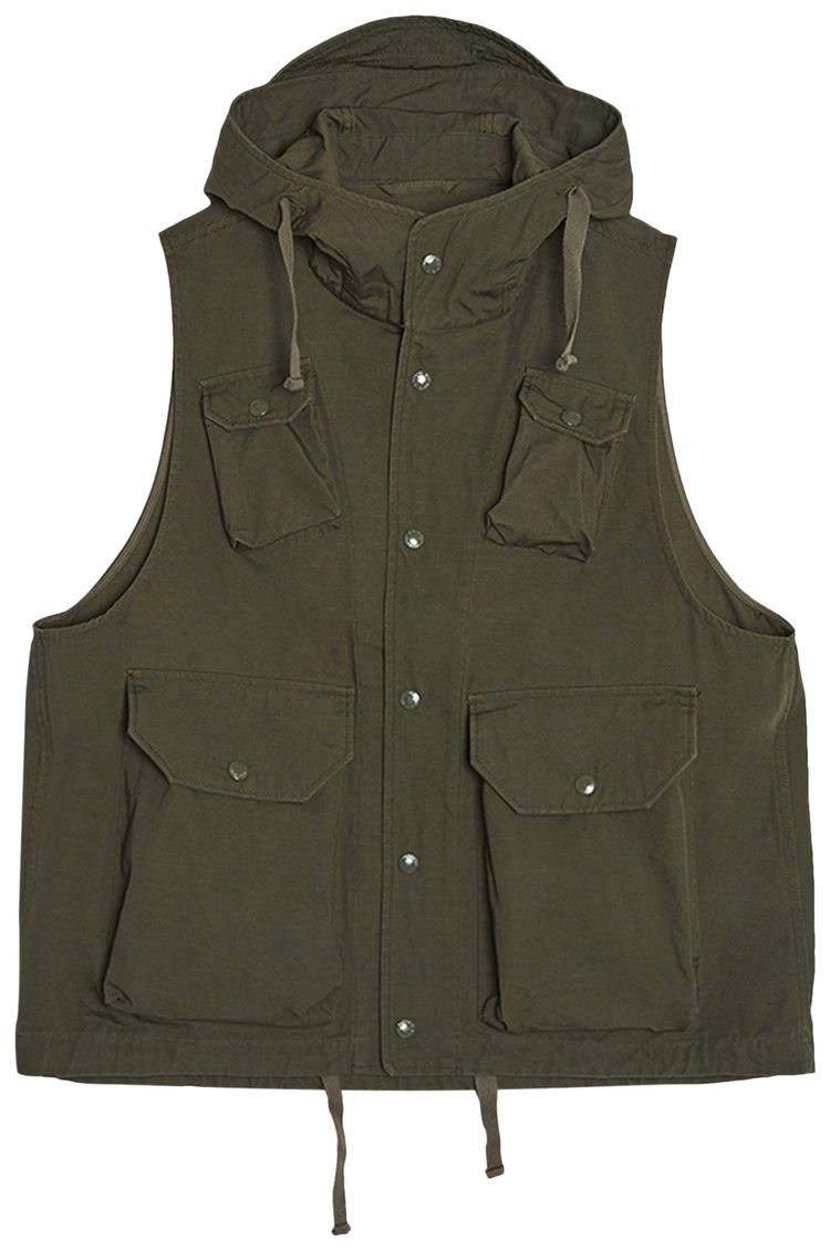 Buy Engineered Garments Heavyweight Cotton Ripstop Field Vest 'Olive ...