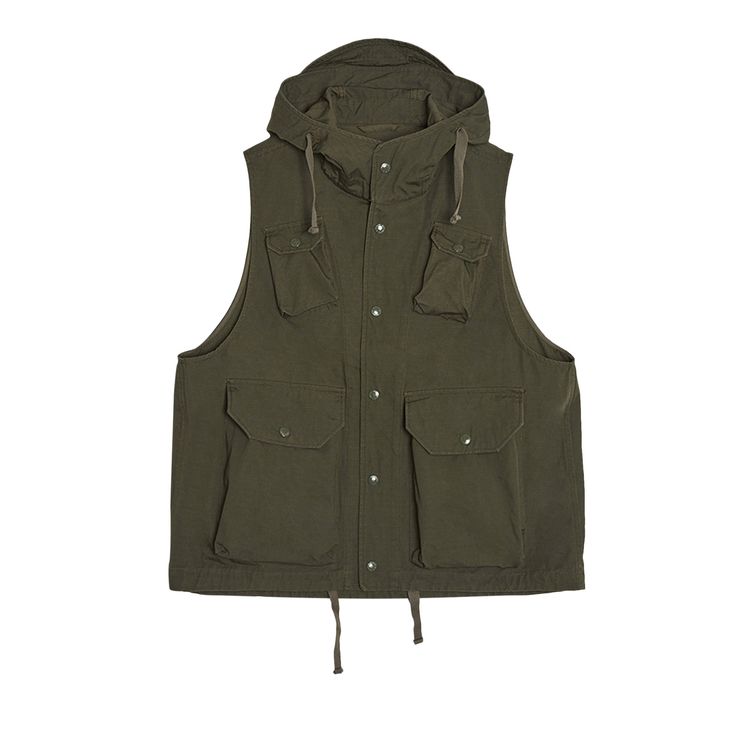 Buy Engineered Garments Heavyweight Cotton Ripstop Field Vest 'Olive ...