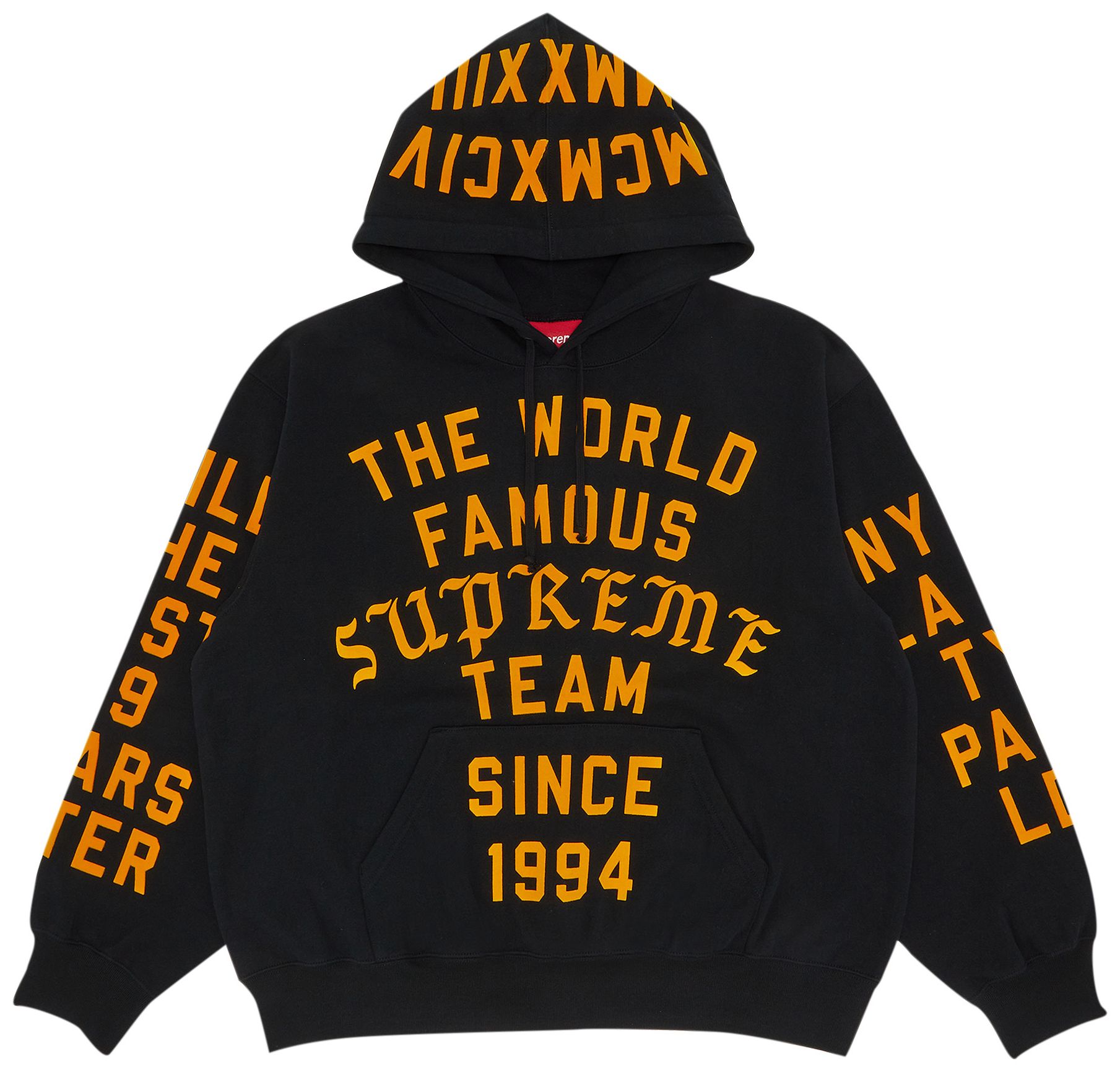 Buy Supreme Team Flocked Hooded Sweatshirt 'Black' - SS23SW12 BLACK | GOAT