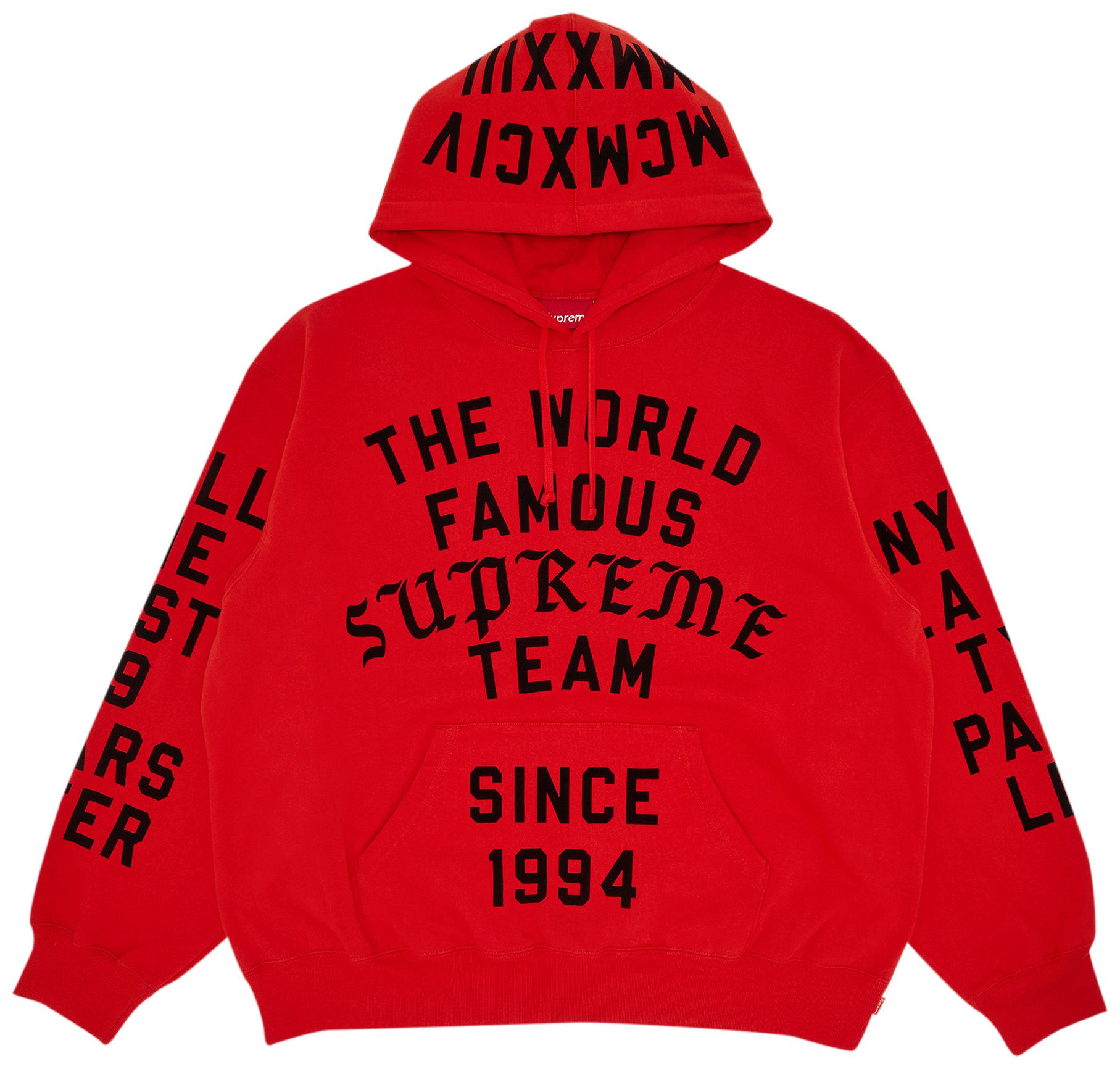 Buy Supreme Team Flocked Hooded Sweatshirt 'Bright Red' - SS23SW12 BRIGHT RED | GOAT