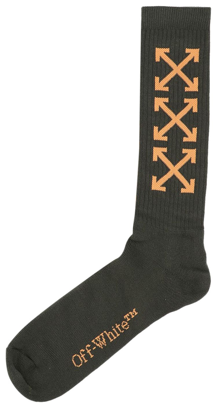 Buy Off-White Arrow Bookish Medium Socks 'Army Green/Orange ...