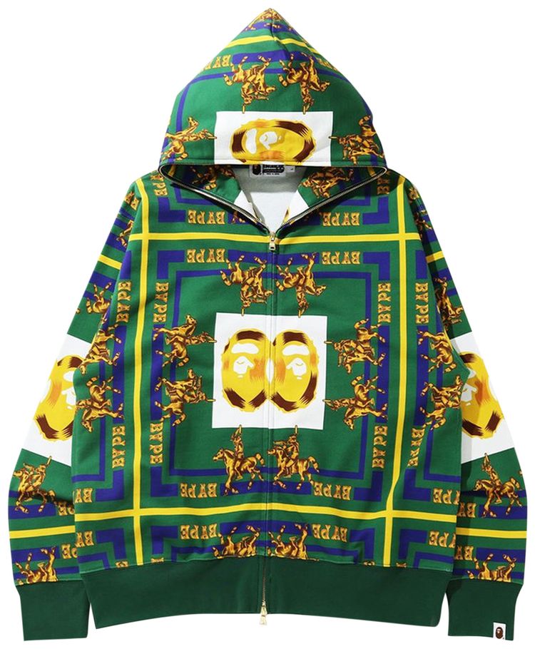 Buy BAPE Double Ape Head Relaxed Full Zip Hoodie 'Green' - 1H30 115 007 ...