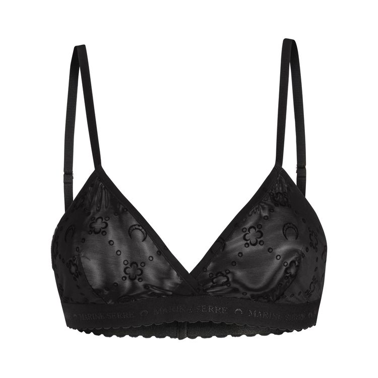 Buy Marine Serre Moonogram Flocked Mesh Bra 'Black On Black ...