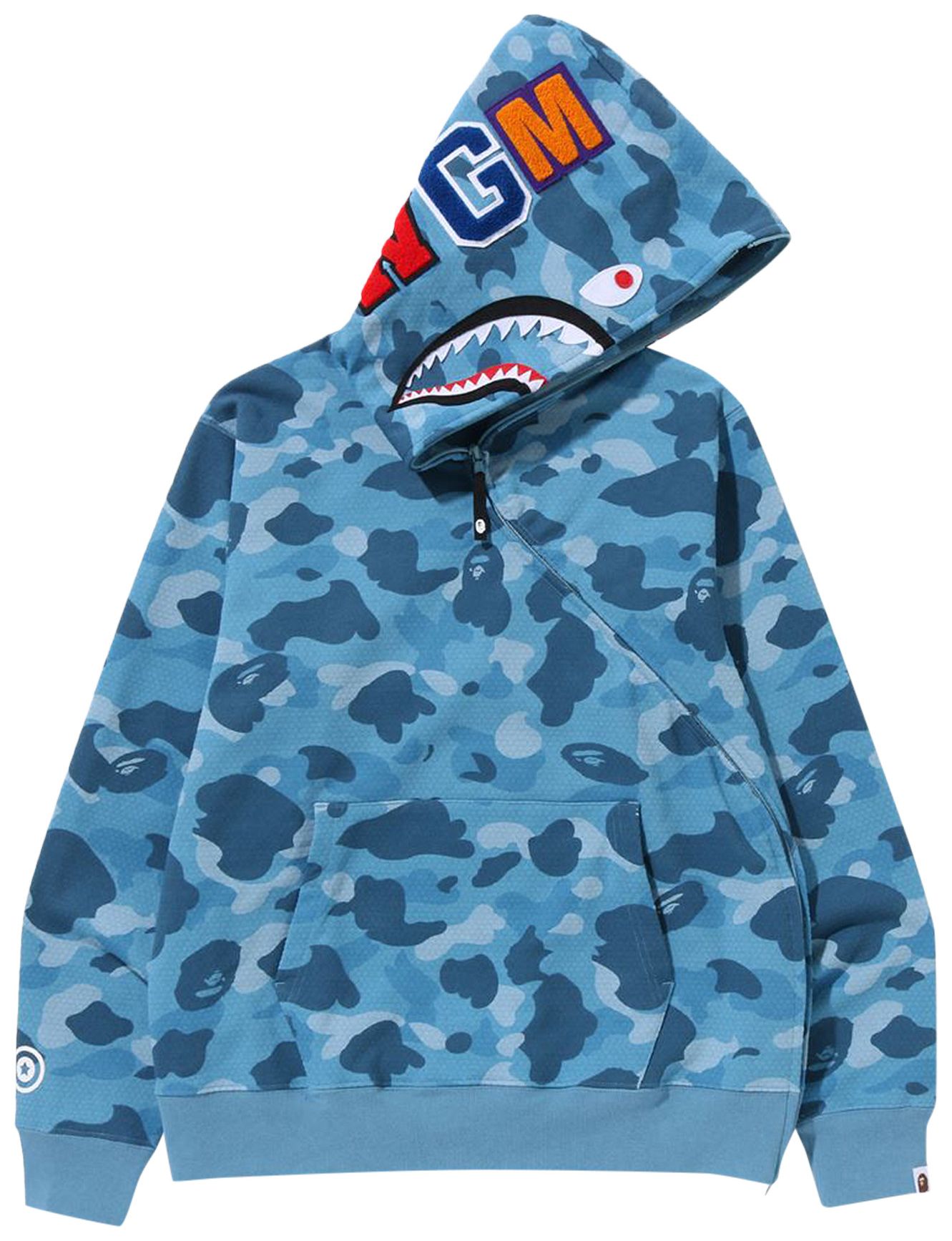 Buy BAPE Honeycomb Camo Shark Full Zip Hoodie 'Blue' - 1J30 115 009 ...