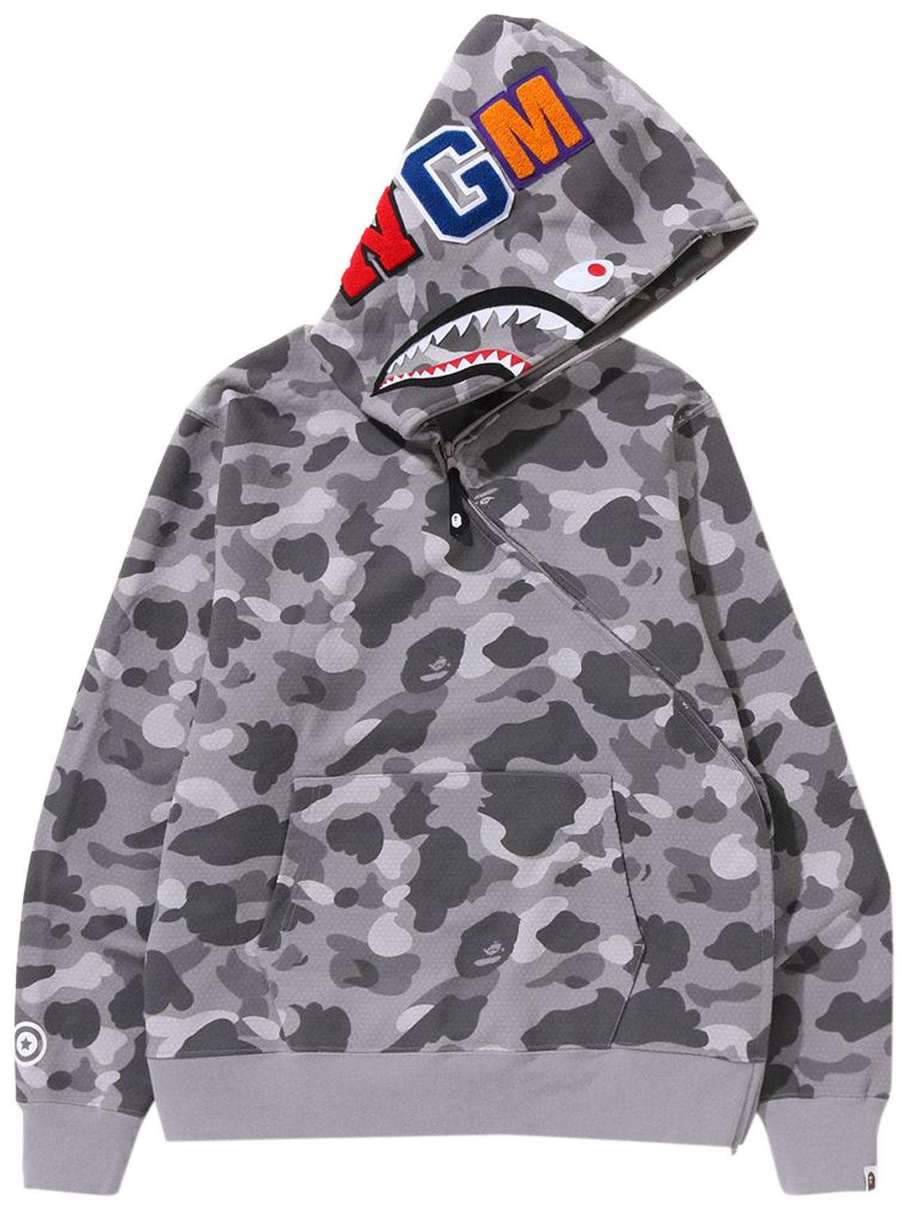 Buy BAPE Honeycomb Camo Shark Full Zip Hoodie 'Grey' - 1J30 115 009 ...