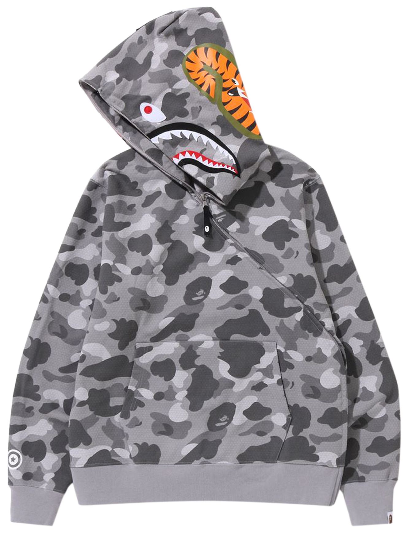 Buy BAPE Honeycomb Camo Shark Full Zip Hoodie 'Grey' - 1J30 115 009 ...
