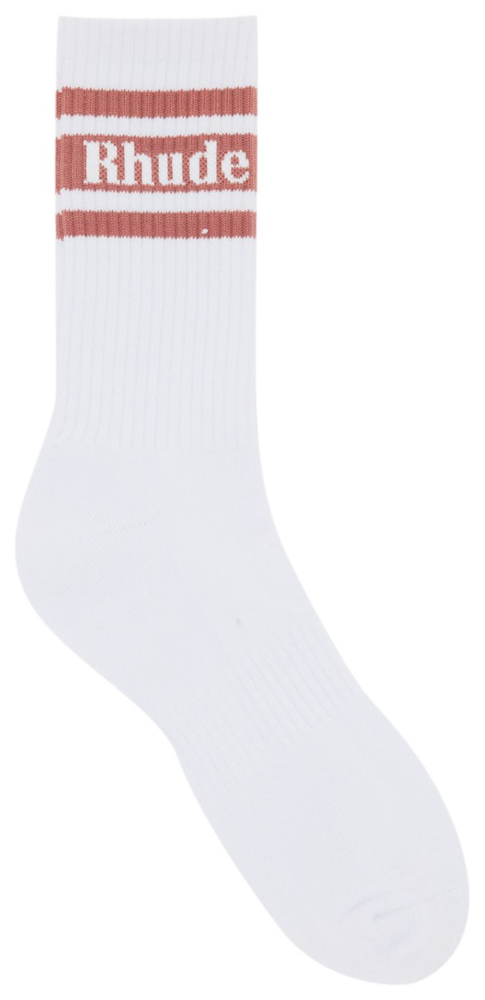 Buy Rhude Striped Logo Sock 'White/Pink' - SS23SO12070562 | GOAT