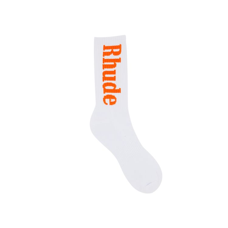 Buy Rhude Logo Sock 'White/Orange' - SS23SO09070562 | GOAT