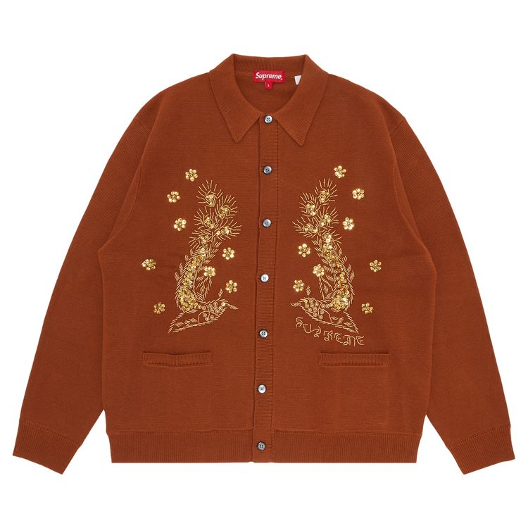 Buy Supreme Beaded Appliqué Cardigan 'Rust' - SS23SK5 RUST | GOAT