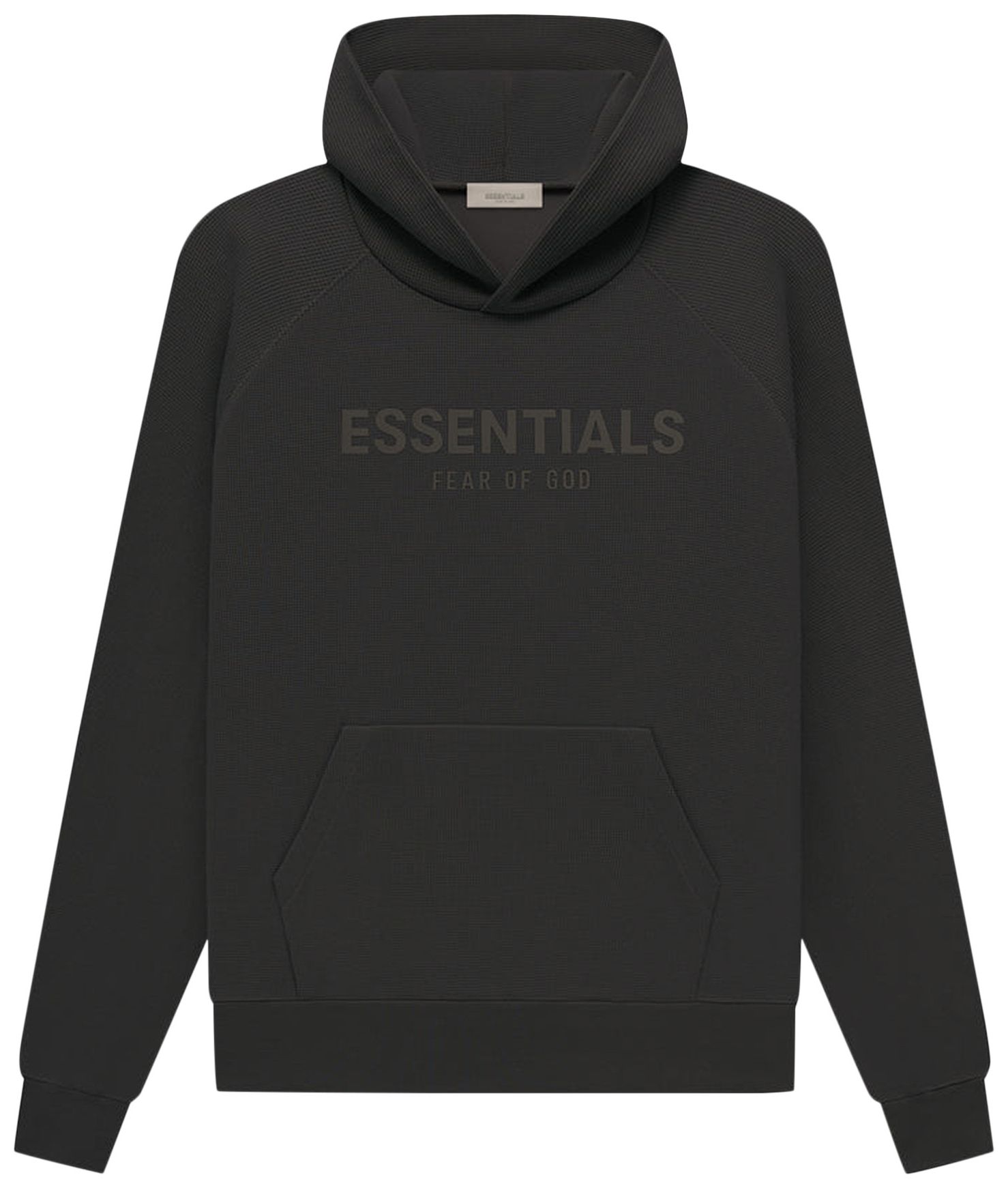 Buy Fear of God Essentials Waffle Raglan Hoodie 'Off Black' - 192BT224020F | GOAT