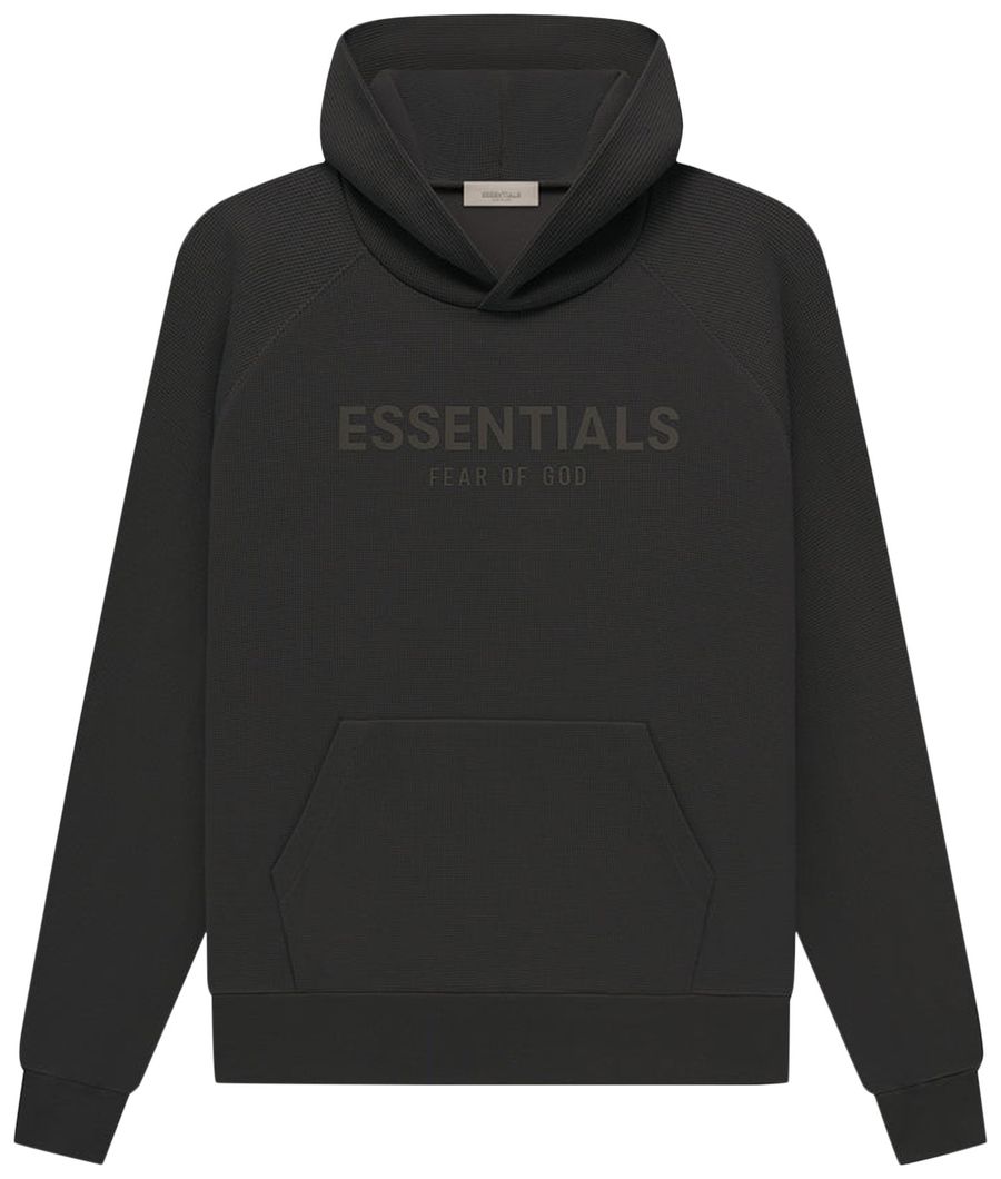 Buy Fear of God Essentials Waffle Raglan Hoodie 'Off Black' - 192BT224020F | GOAT