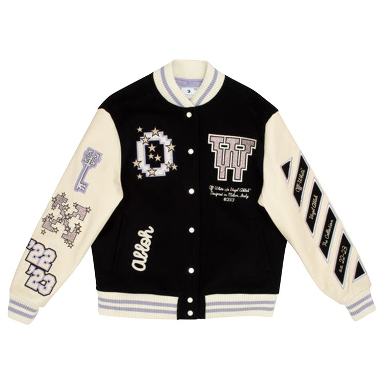Buy Off-White Bling Patches Varsity Jacket 'Black/Lilac ...