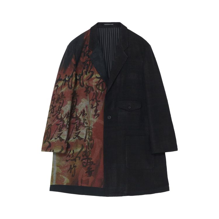 Buy Yohji Yamamoto Seperate Fabric Denim Print Jacket 'Black' - HZ J31 ...