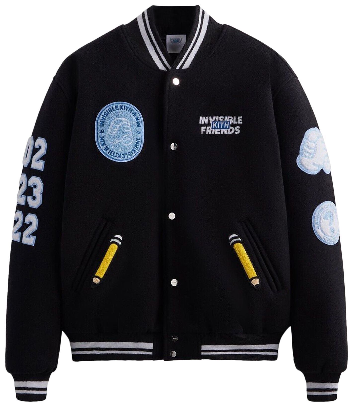 Buy Kith x Invisible Friends Manteco Wool Varsity Jacket 'Black ...