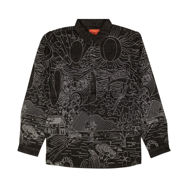 Buy Who Decides War Embroided Duality Button Up Shirt 'Black' - 2637 ...