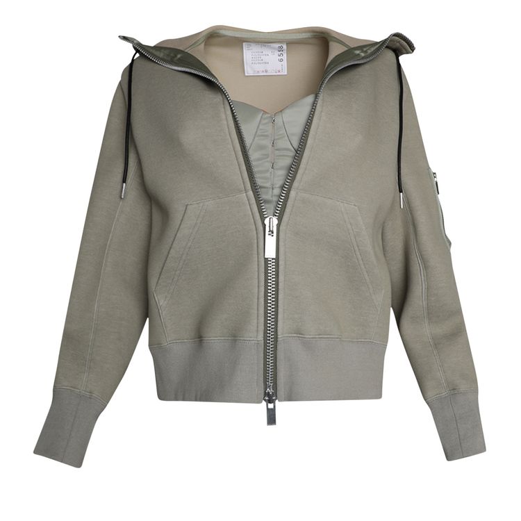 Buy Sacai Nylon Twill X Sponge Sweat Hoodie 'Khaki/Beige' - 23 06558 ...