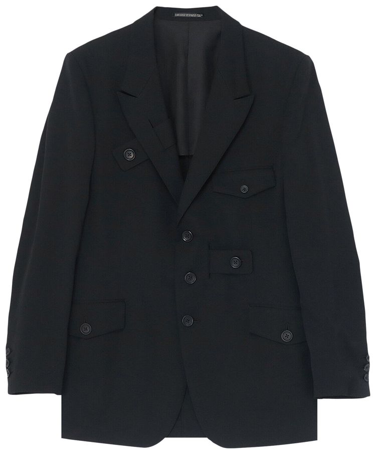 Buy Yohji Yamamoto Pour Homme Tab Closure Gabardine Jacket 'Black' - HZ ...