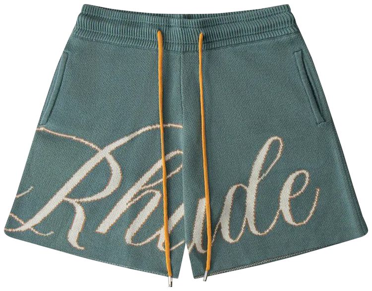 Buy Rhude Script Logo Knit Short 'Ivory/Sage' - PS23SH128221841184 | GOAT
