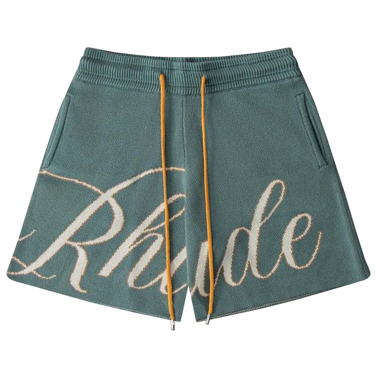 Buy Rhude Script Logo Knit Short 'Ivory/Sage' - PS23SH128221841184 | GOAT