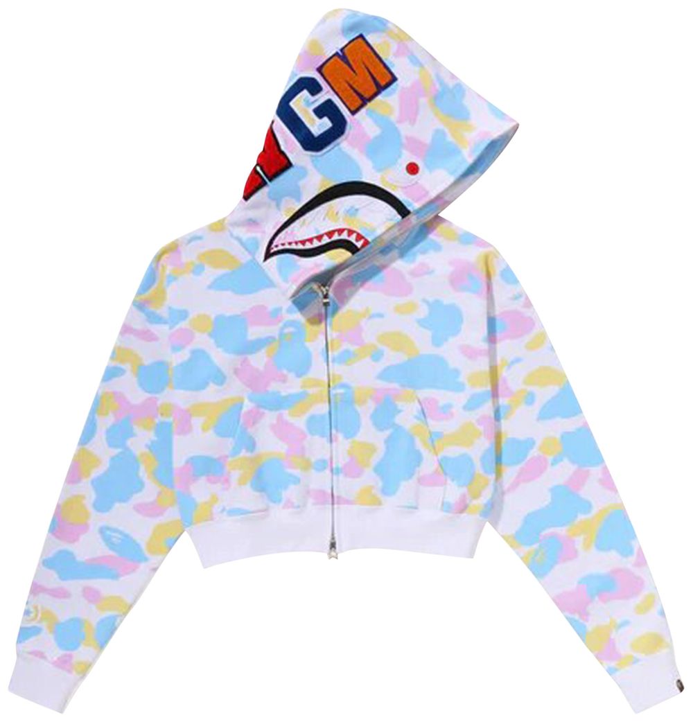 Buy BAPE New Multi Camo Cropped Shark Full Zip Hoodie 'White' - 1J30 ...