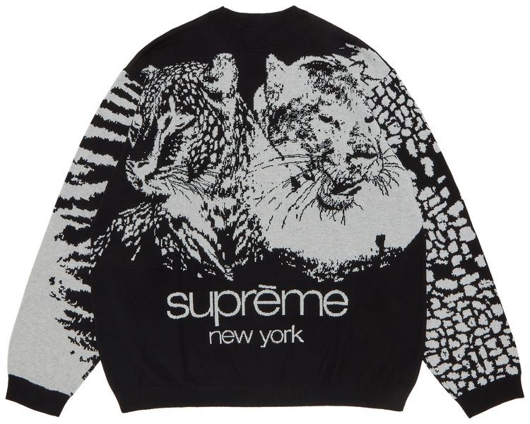 Buy Supreme Big Cats Jacquard Long-Sleeve Top 'Black' - SS23KN28 BLACK ...