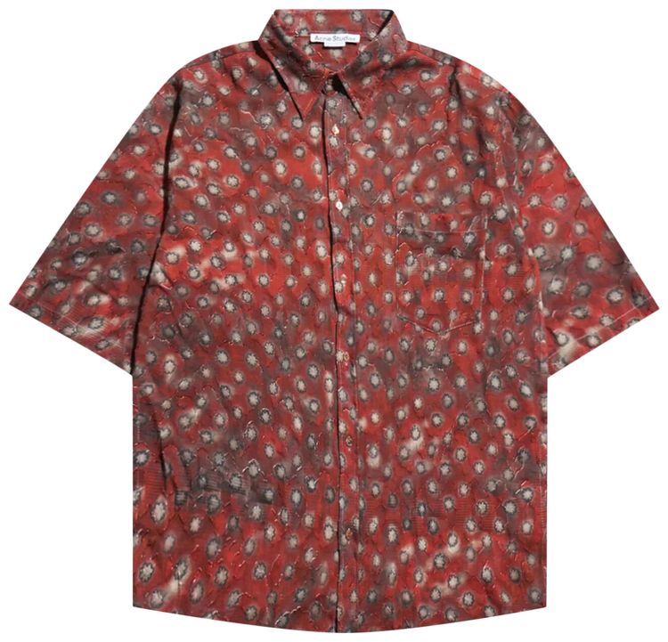 Buy Acne Studios Printed Button Up Shirt 'Dark Red' - BB0519 GOAT DARK ...