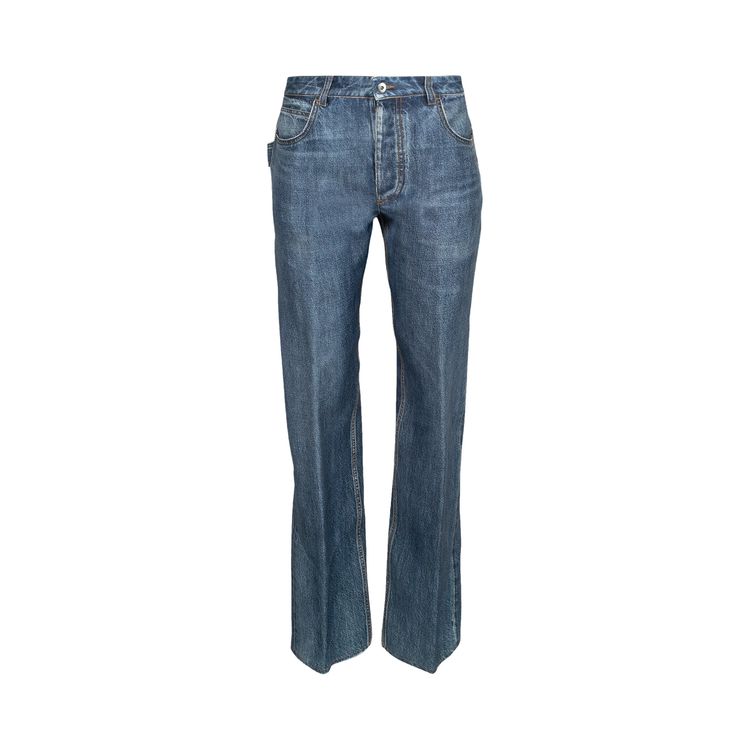 Buy Bottega Veneta Light Printed Denim Viscose Silk Pants 'Indigo ...
