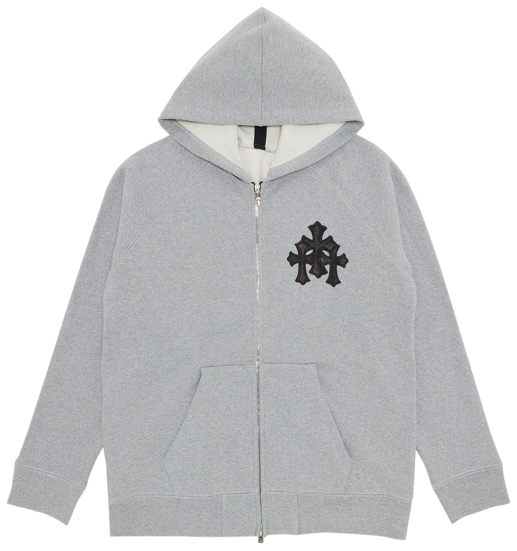 Buy Chrome Hearts Paper Jam Triple Leather Cross Zip Up Hoodie 'Grey ...