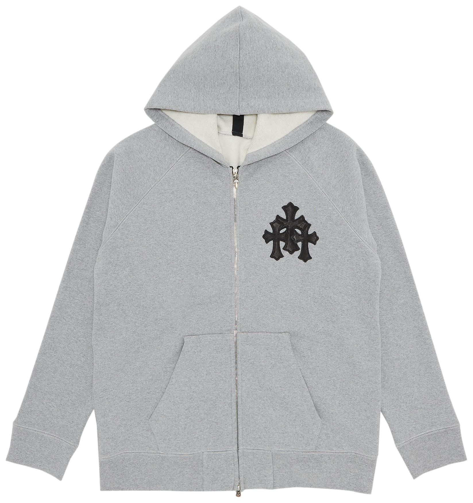 Buy Chrome Hearts Paper Jam Triple Leather Cross Zip Up Hoodie 'Grey ...