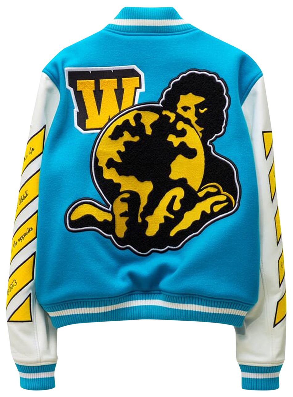 Buy Off-White Vars World Leather Jacket 'Turquoise/Yellow ...