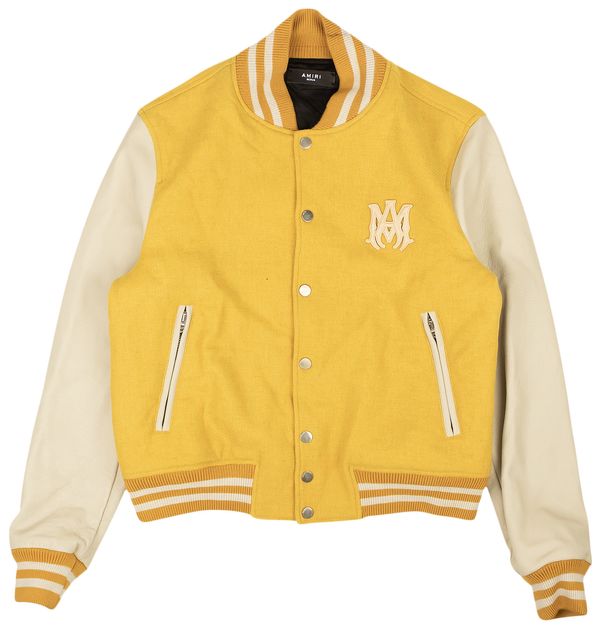 Buy Amiri Wool Letterman Bomber Jacket 'Yellow' - MOS001 701 YELL | GOAT