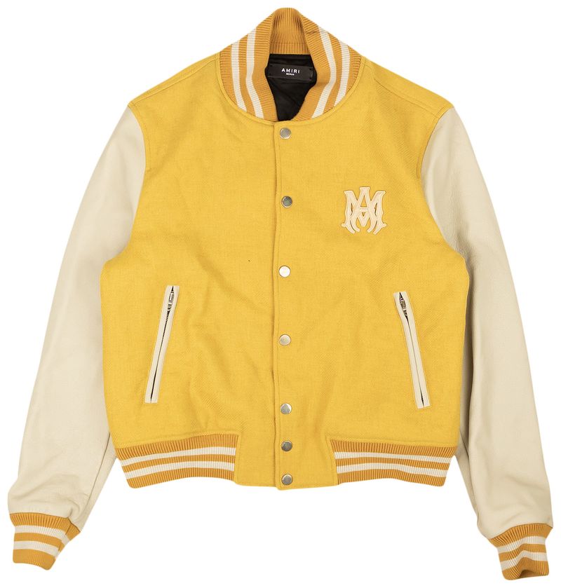 Buy Amiri Wool Letterman Bomber Jacket 'Yellow' - MOS001 701 YELL | GOAT UK