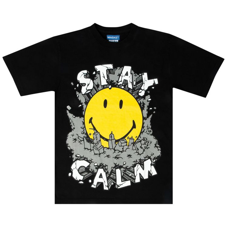 Buy Market Smiley Stay Calm Tee 'Vintage Black' - 399001373 VINT | GOAT UK
